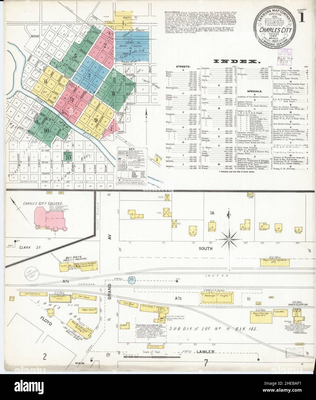 Sanborn Fire Insurance Map from Charles City, Floyd County, Iowa Stock ...