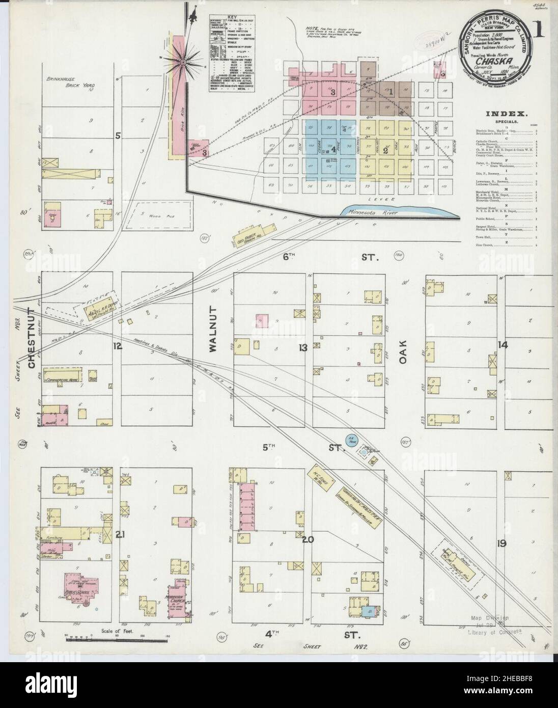 Sanborn Fire Insurance Map from Chaska, Carver County, Minnesota Stock ...