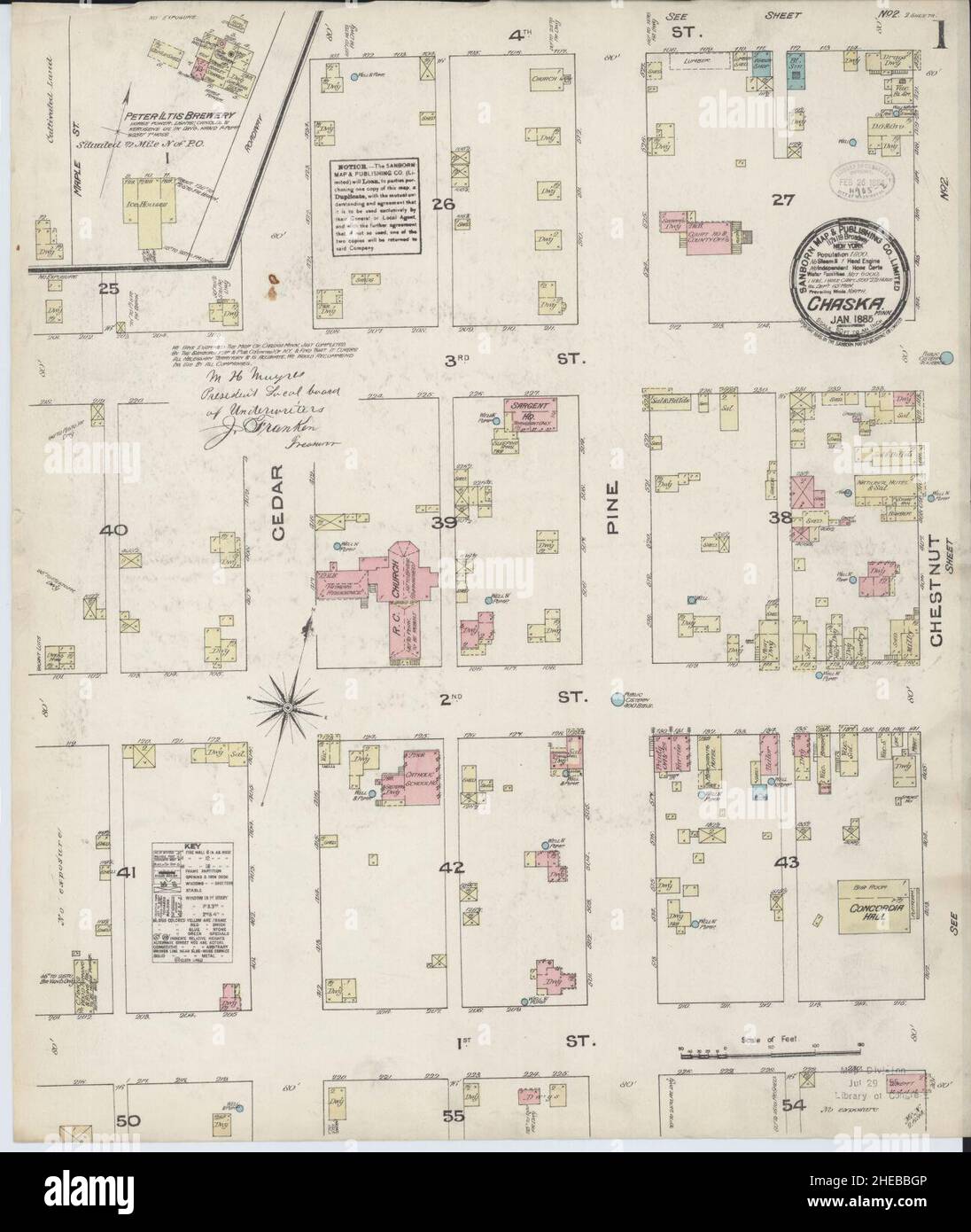 Sanborn Fire Insurance Map from Chaska, Carver County, Minnesota Stock ...