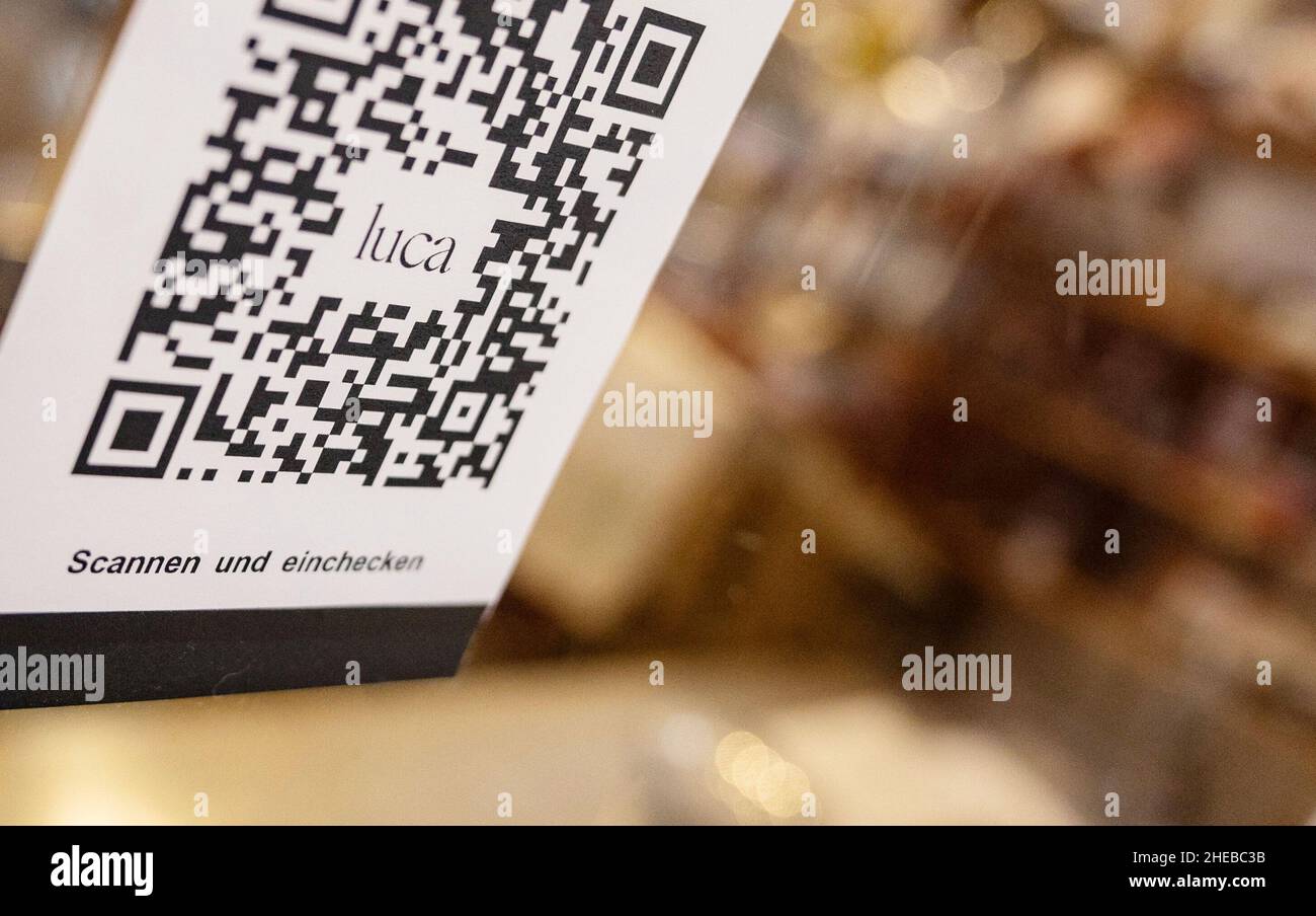 10 January 2022, Baden-Wuerttemberg, Stuttgart: A barcode that can be ...