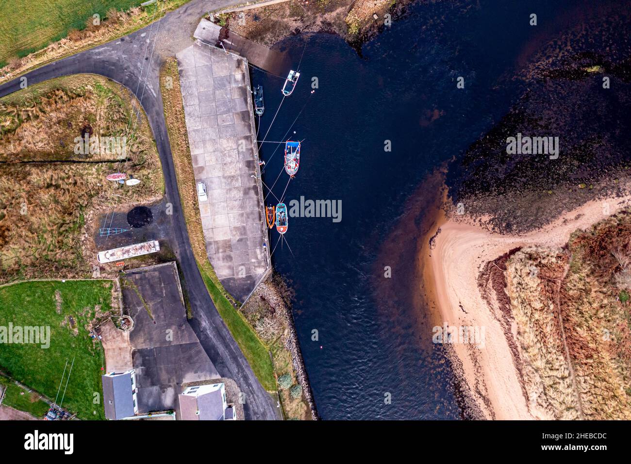 Aerial view of the Inver pier in County Donegal - Ireland Stock Photo ...