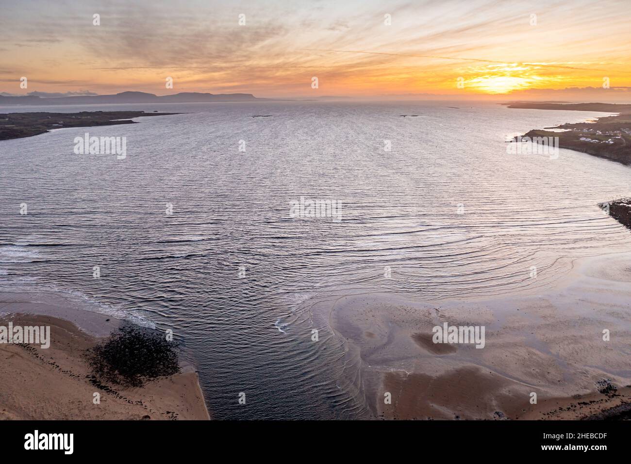 Aerial view of the Inver bay and beach in County Donegal - Ireland ...