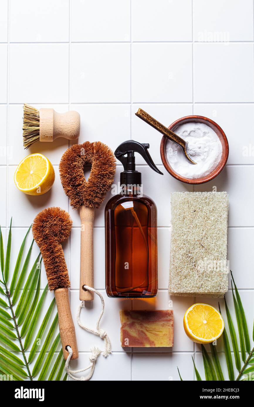 Eco home cleaning accessories. Natural brushes, sponges and organic ...