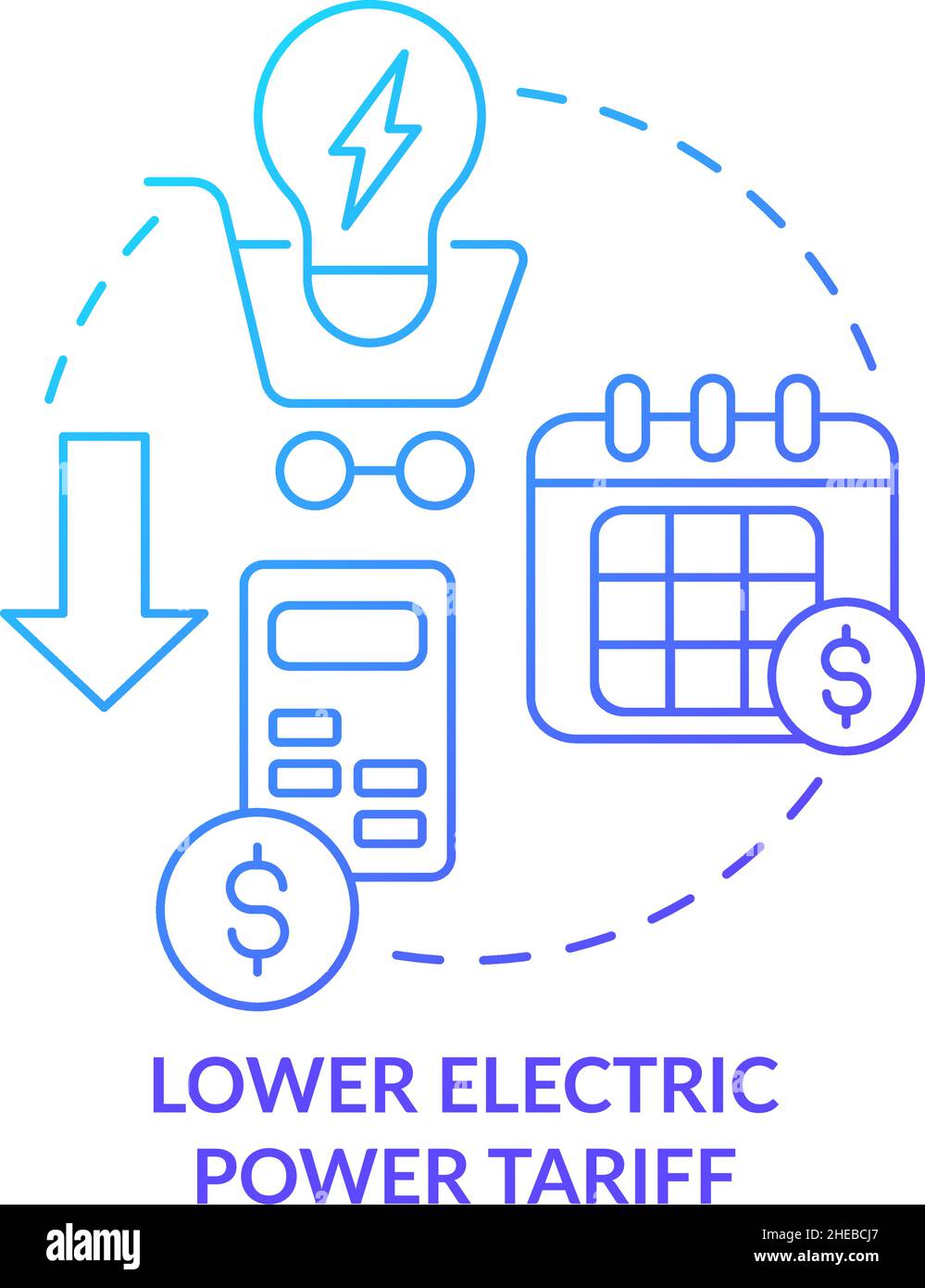 Lower electric power tariff blue gradient concept icon Stock Vector ...
