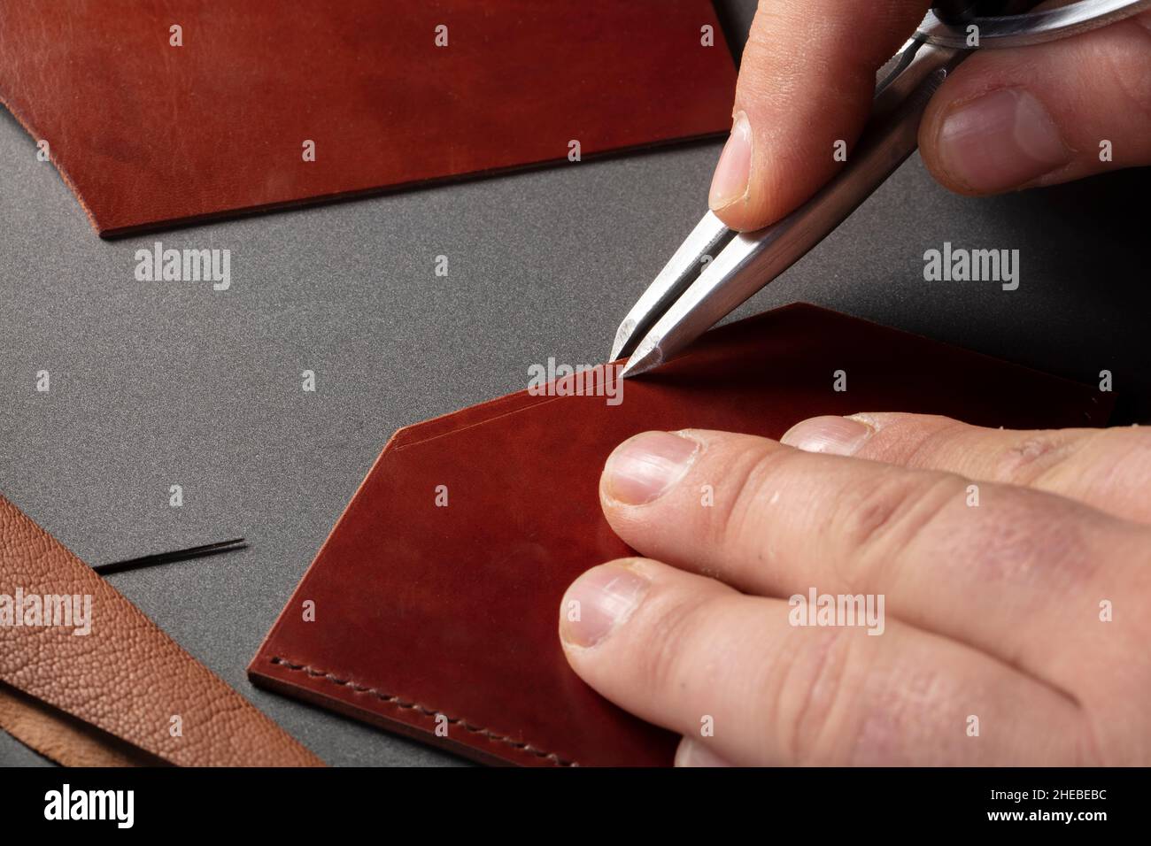 Traditional leather making process handmade hi-res stock photography ...