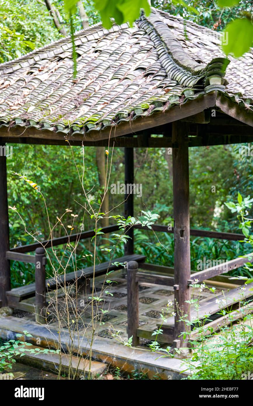 Chinese traditional pavilion in forest park Stock Photo - Alamy
