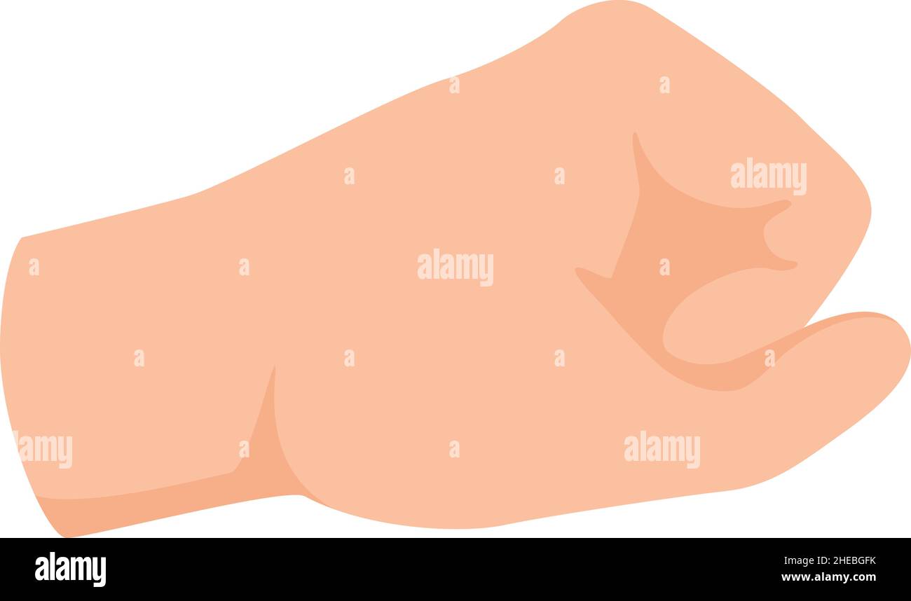 Man fist side view, human hand position. Vector power gesture and ...