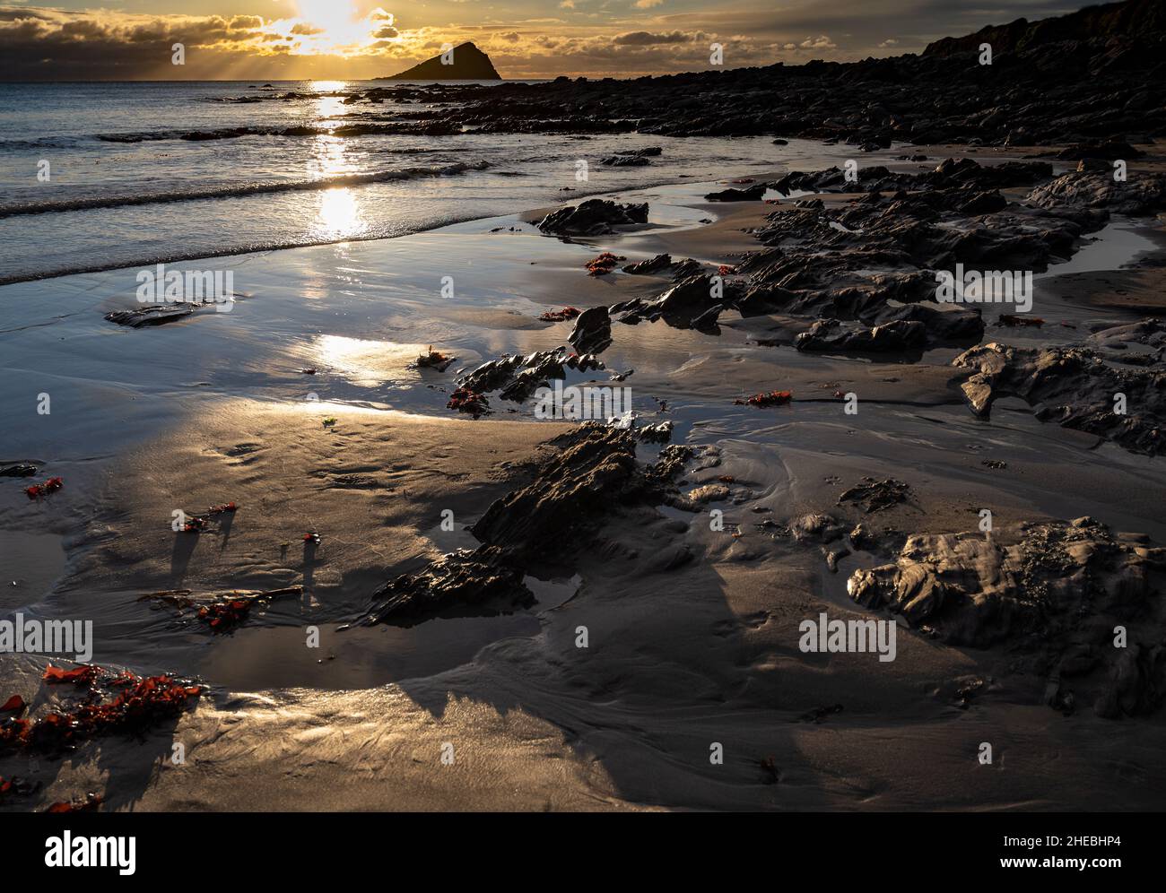 The Great Mew Stone from Wembury Bay Stock Photo - Alamy