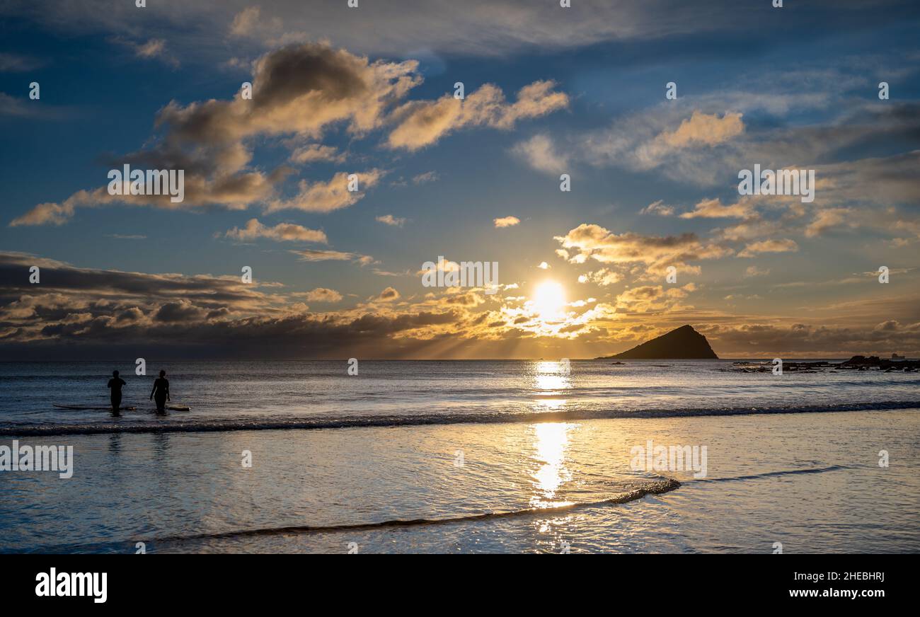 Sunset looking towards the Great Mew Stone Stock Photo - Alamy