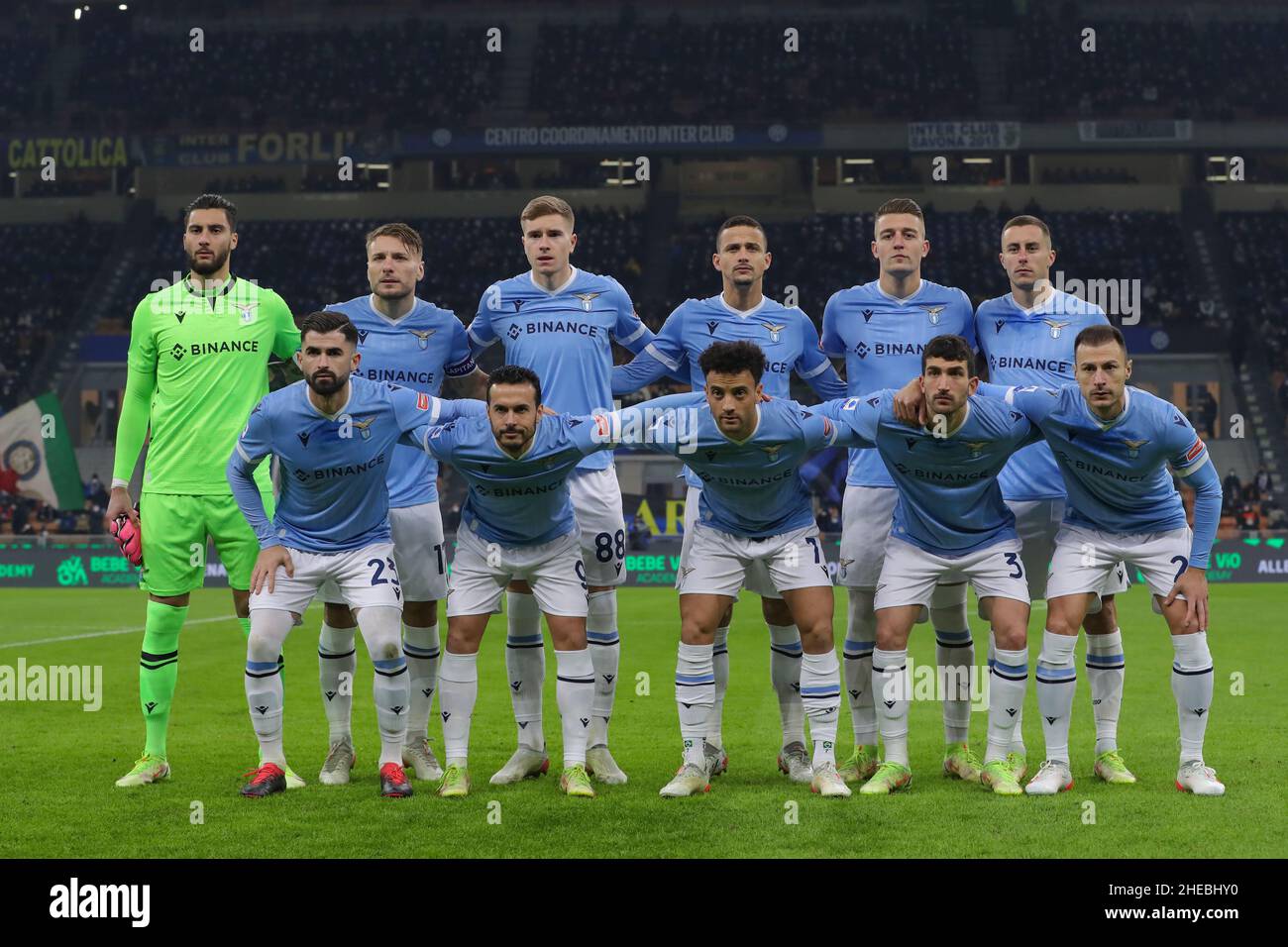 Milan, Italy. 9th Jan, 2022. The SS Lazio starting eleven line up for a ...