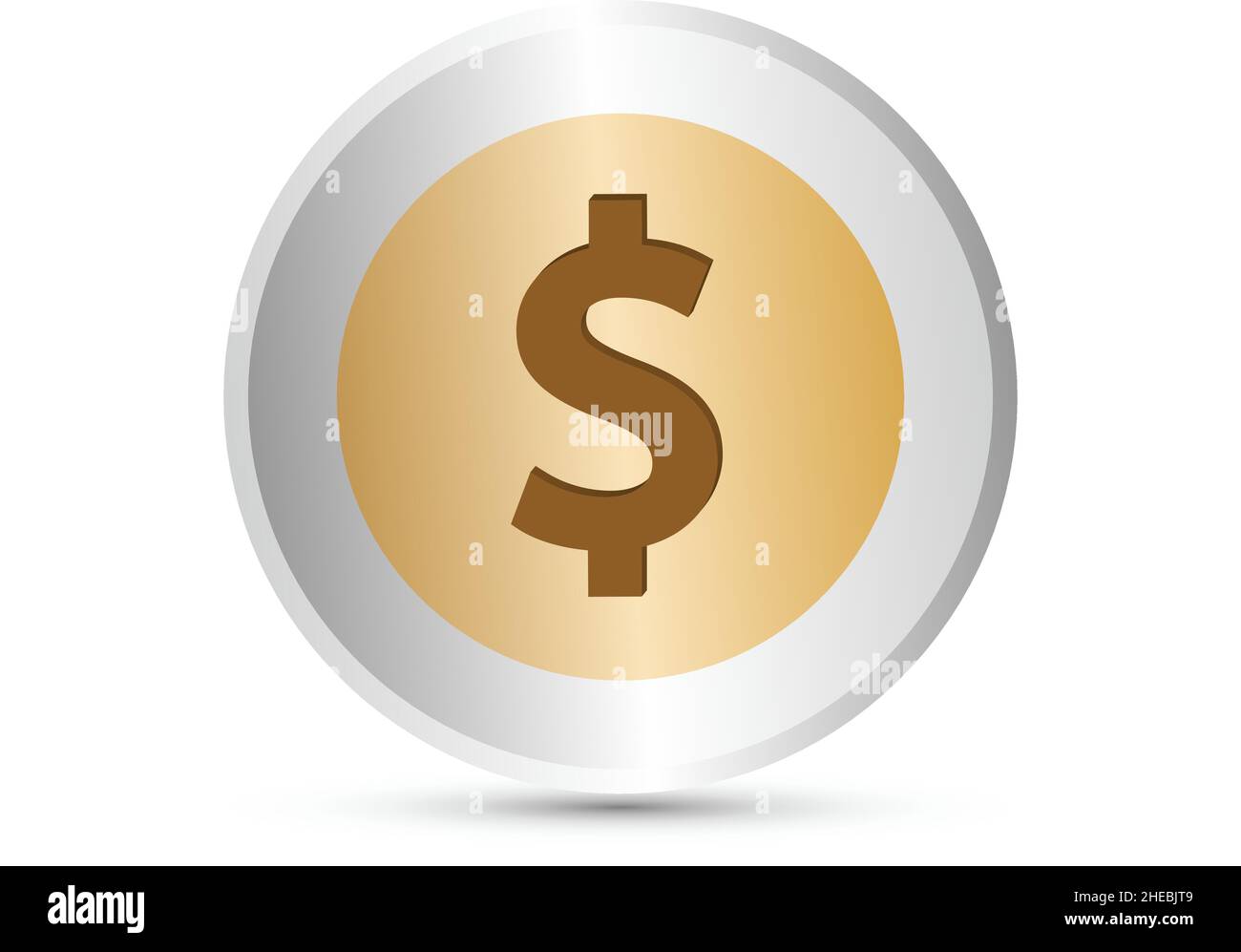 The American dollar coin symbol on white background Stock Vector Image ...