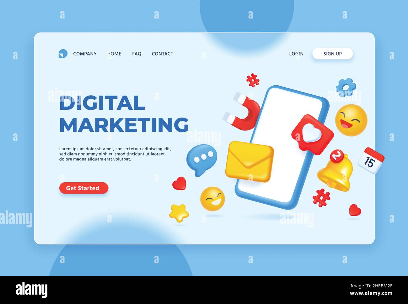 Digital marketing, online communication concept with 3d social media ...