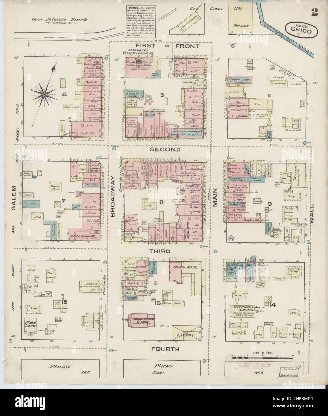 Sanborn Fire Insurance Map from Chico, Butte County, California Stock ...