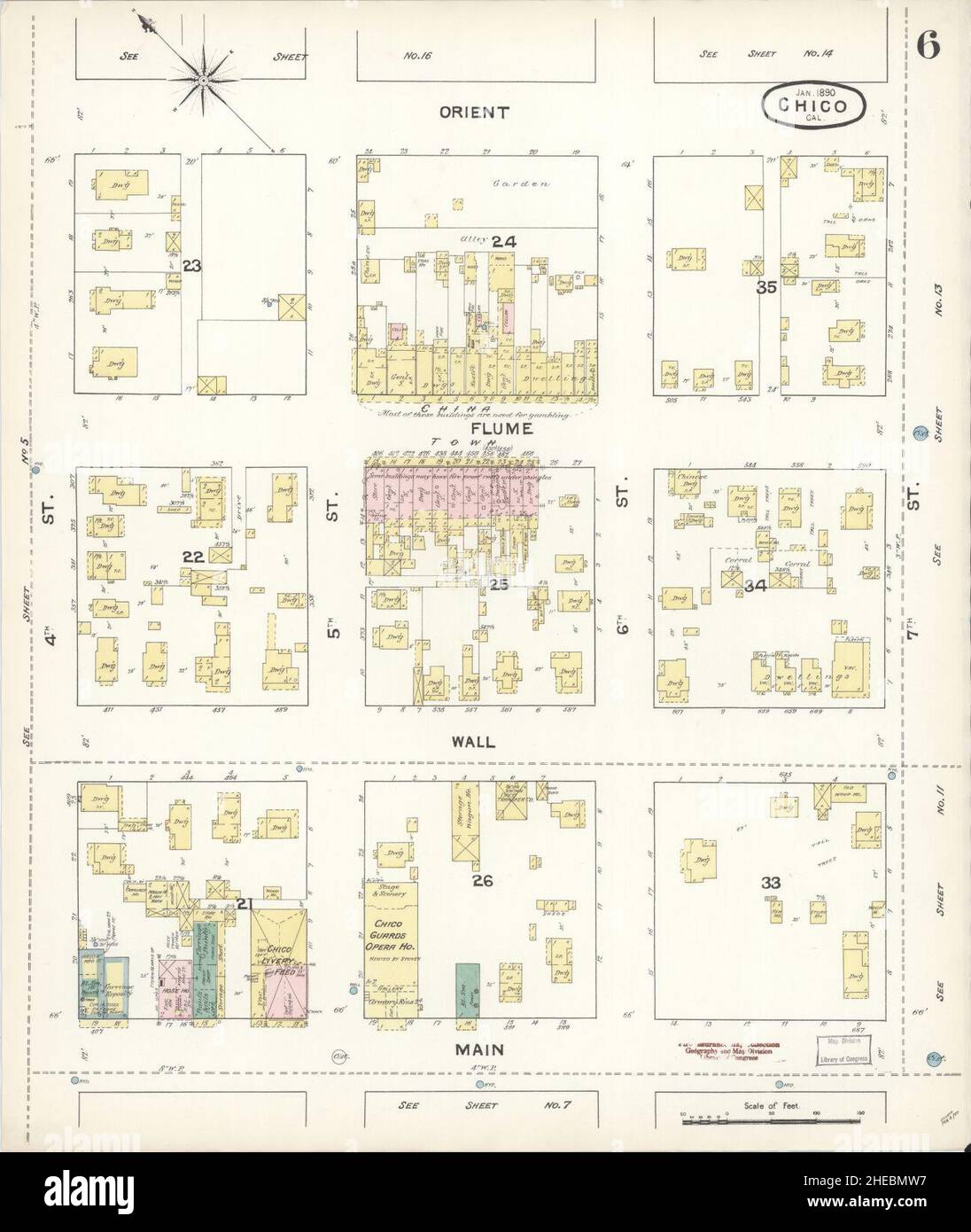 Sanborn Fire Insurance Map from Chico, Butte County, California Stock ...