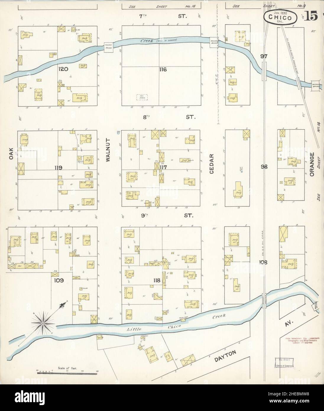 Sanborn Fire Insurance Map from Chico, Butte County, California Stock ...