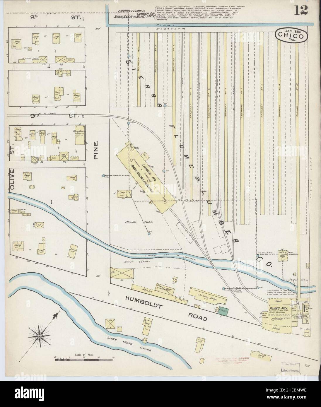 Sanborn Fire Insurance Map from Chico, Butte County, California Stock ...