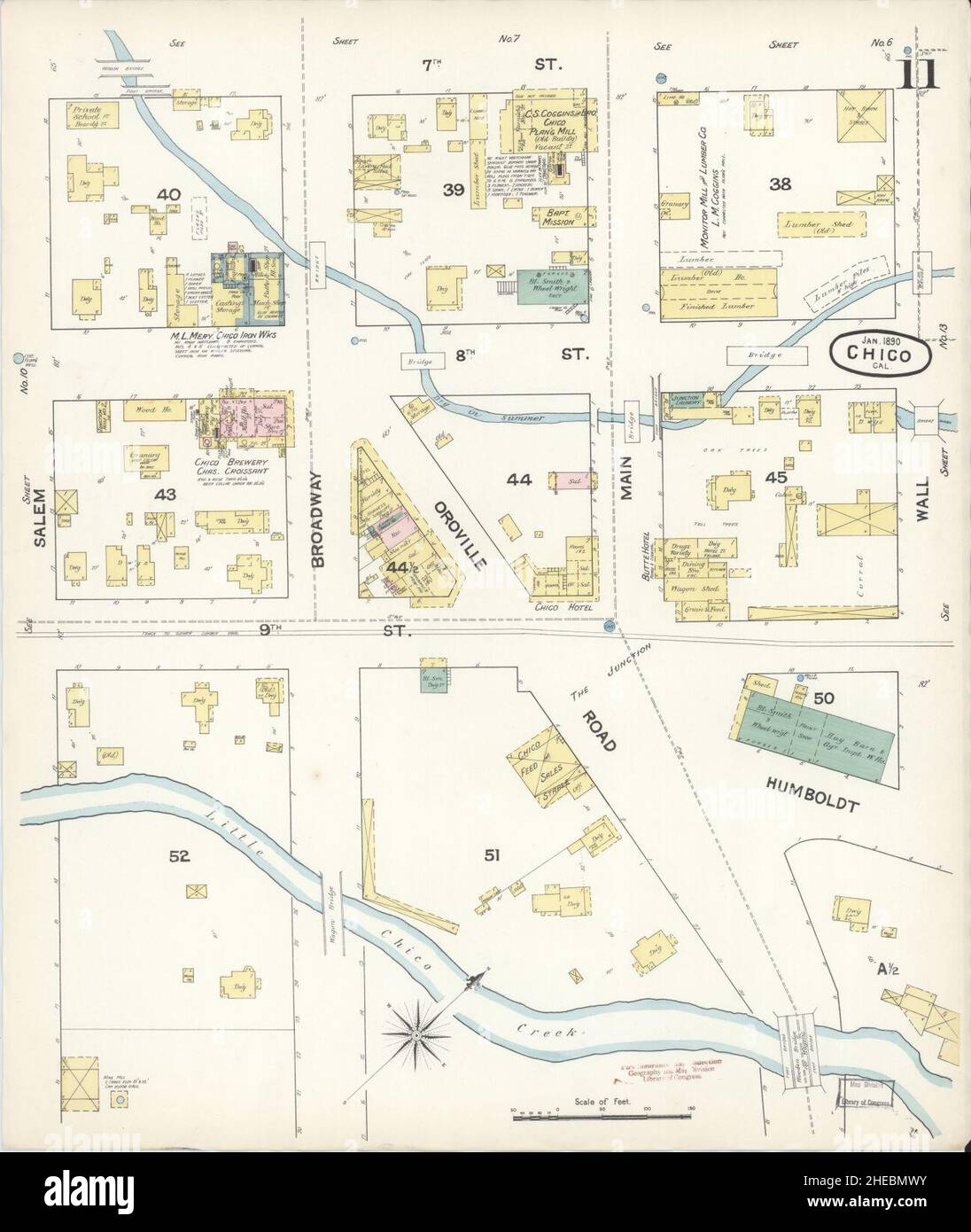Sanborn Fire Insurance Map from Chico, Butte County, California Stock ...