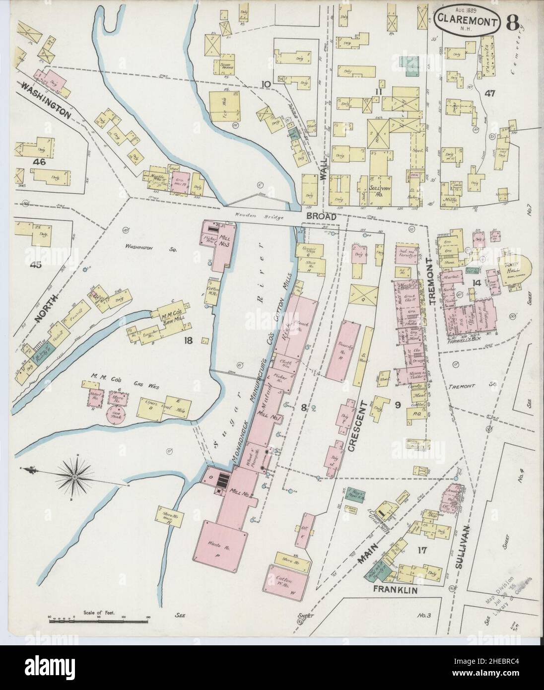 Claremont new hampshire map hi-res stock photography and images - Alamy