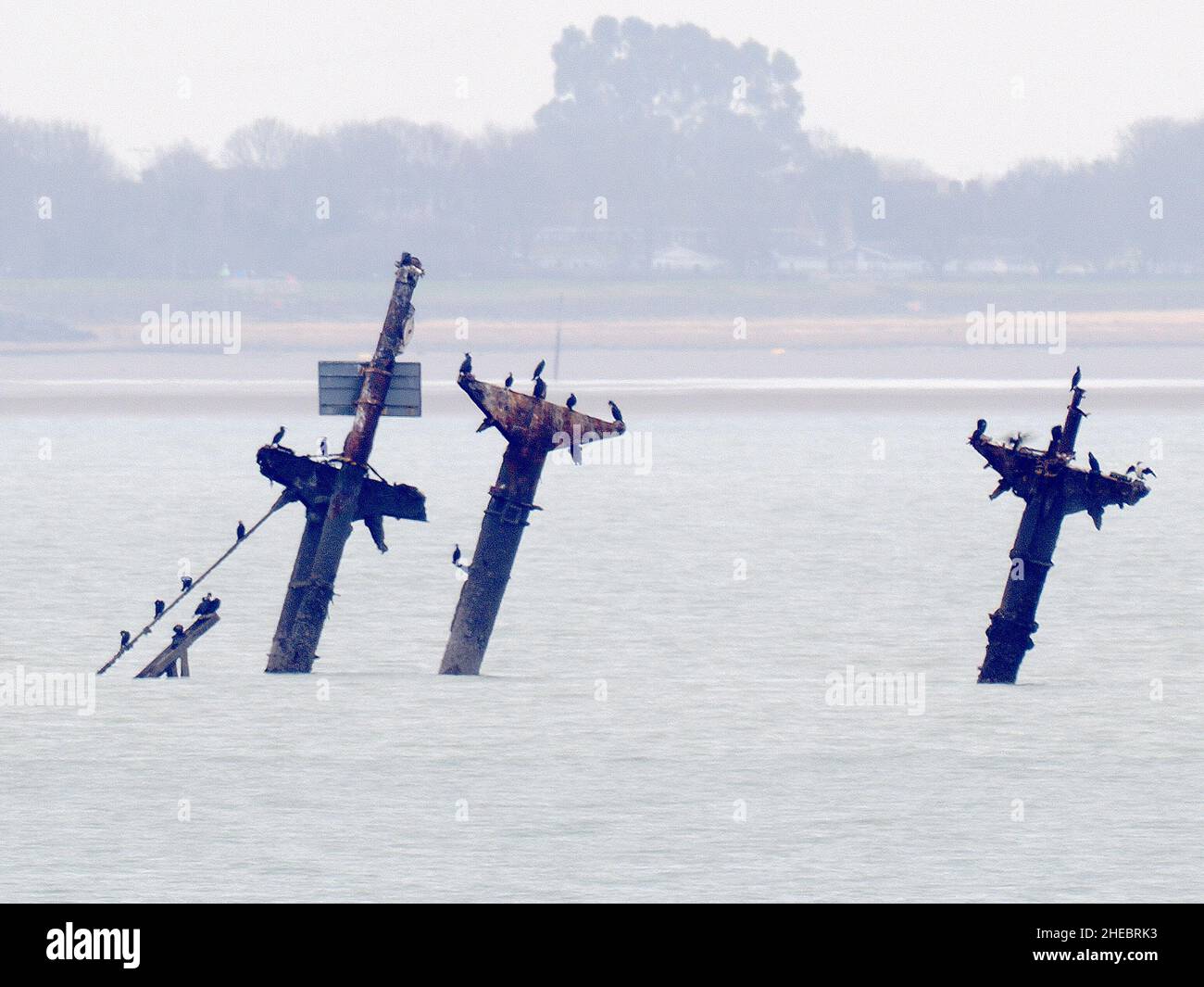 Sheerness, Kent, UK. 10th Jan, 2022. The masts of historic WW2 ...
