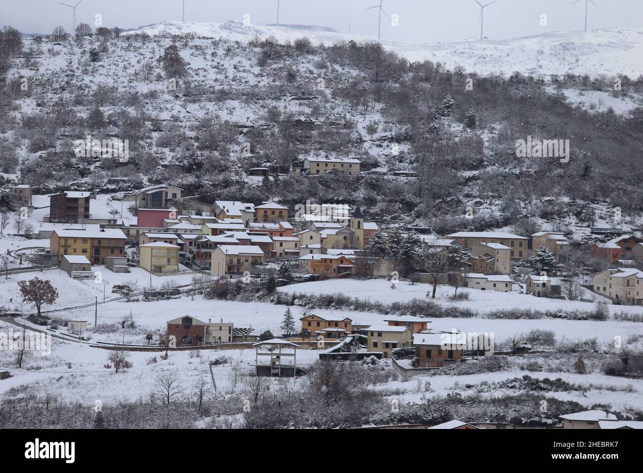 Castelpetroso, Isernia, Italy - January 10, 2022: Snow in the hamlet of ...