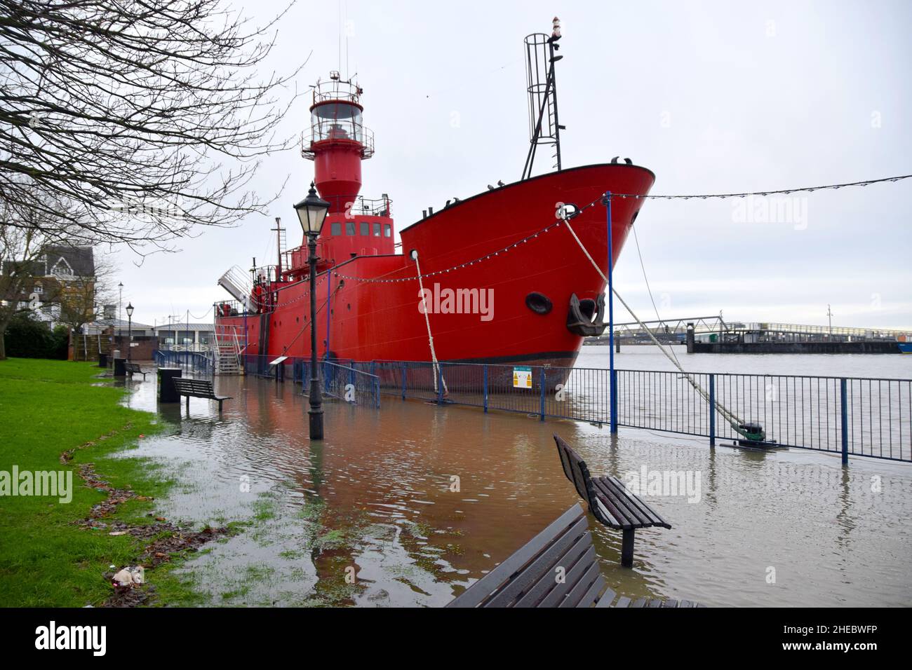 04/01/2022 Gravesend UK. A flood warning was in place today and the ...