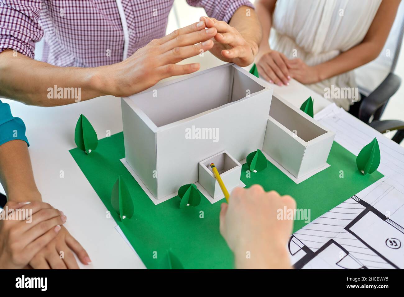 creative team building project layout at office Stock Photo - Alamy