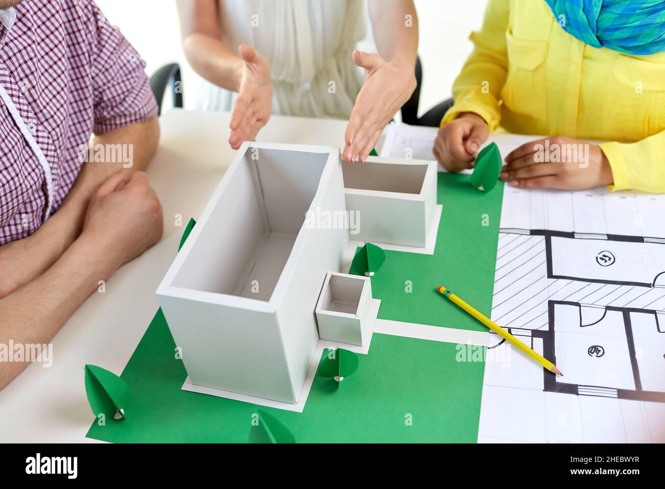 creative team building project layout at office Stock Photo - Alamy