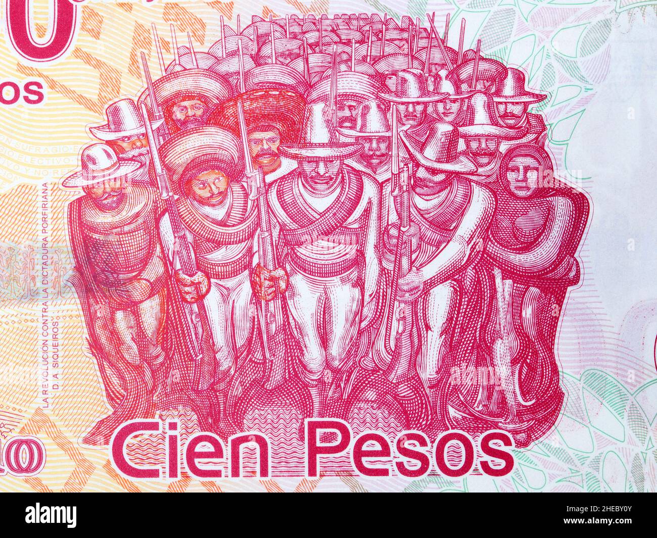 Group of revolutionary soldiers from Mexican money - Pesos Stock Photo ...