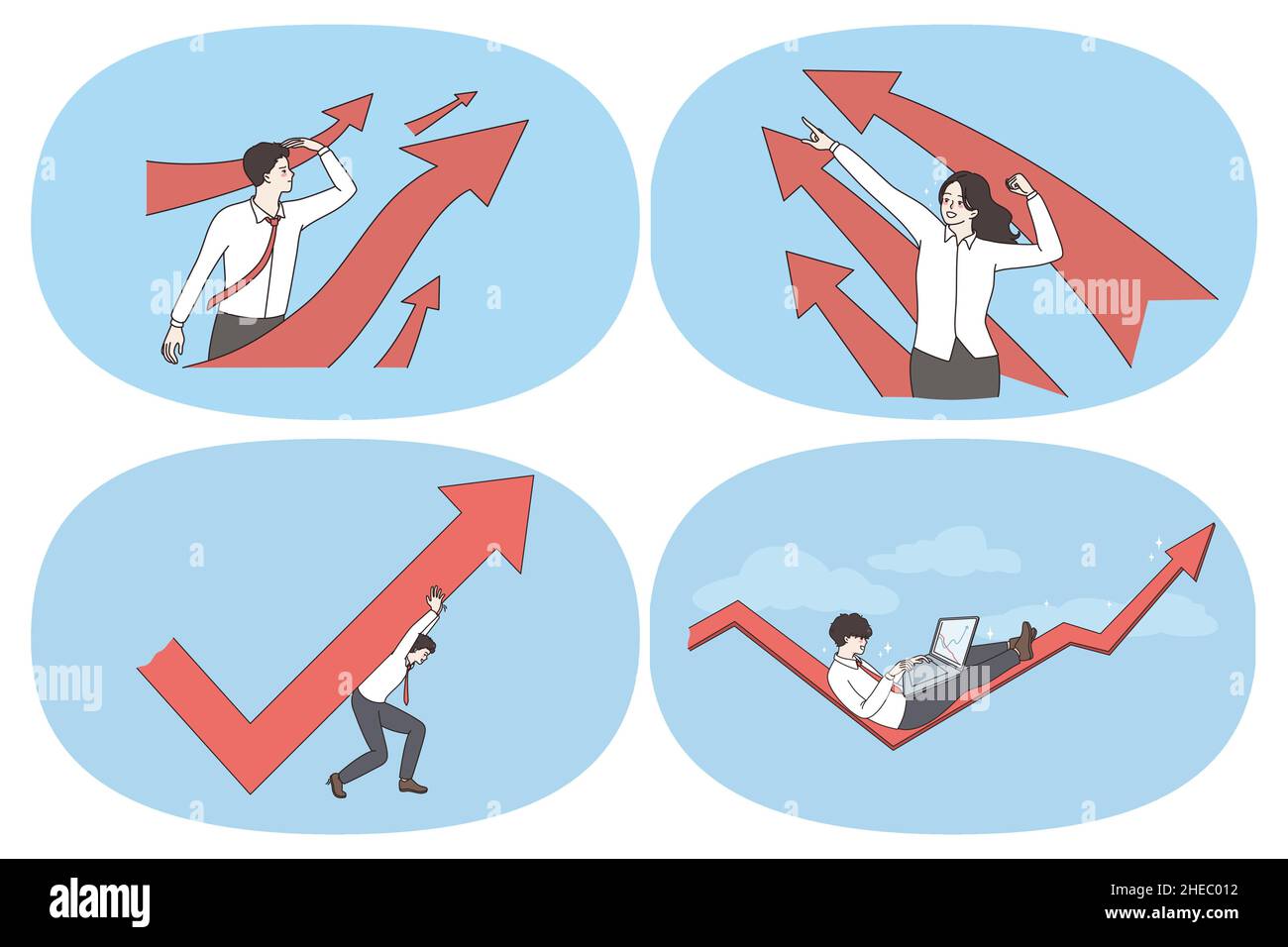 Cartoon business people looking chart hi-res stock photography and ...