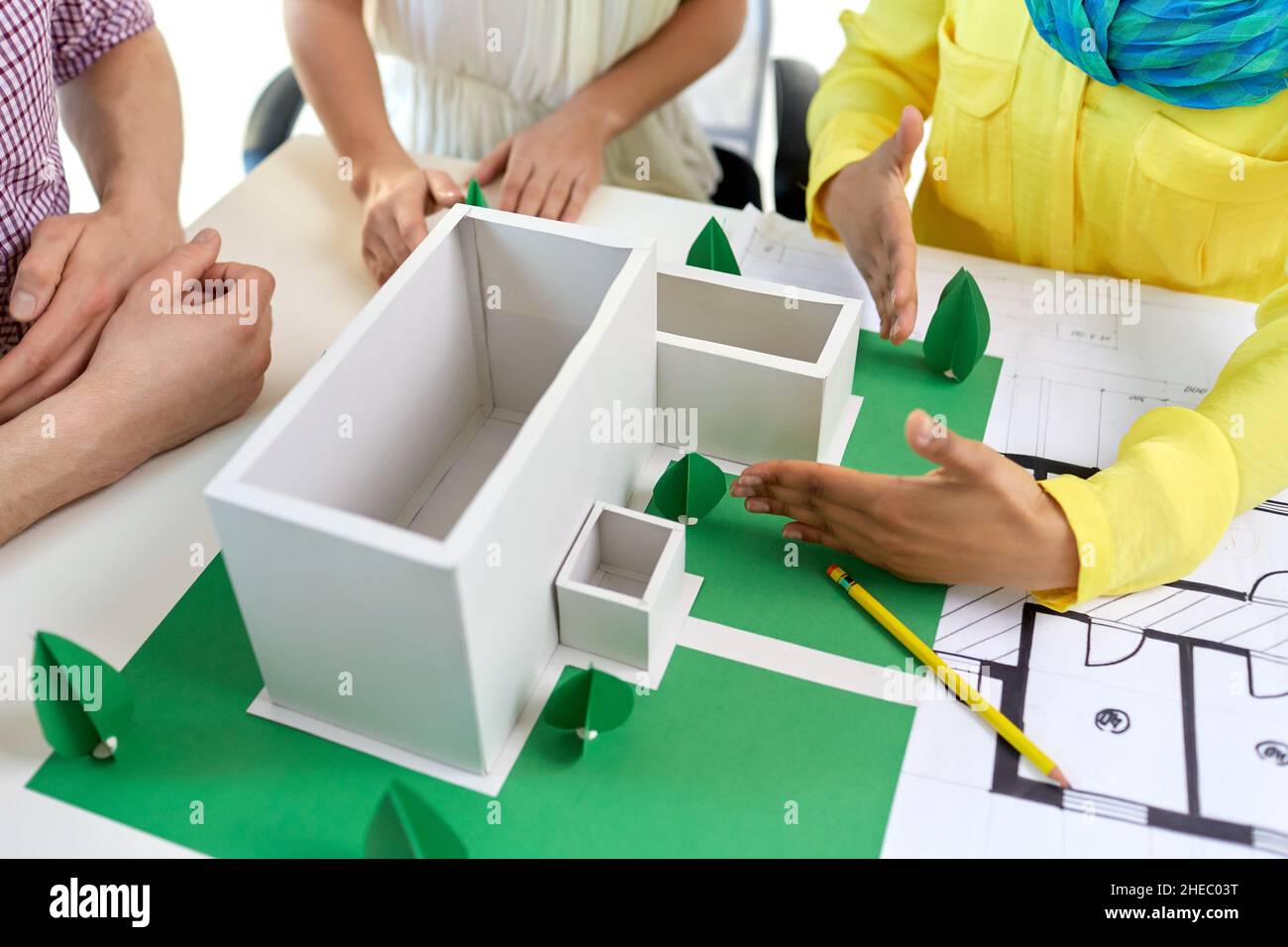 creative team building project layout at office Stock Photo - Alamy