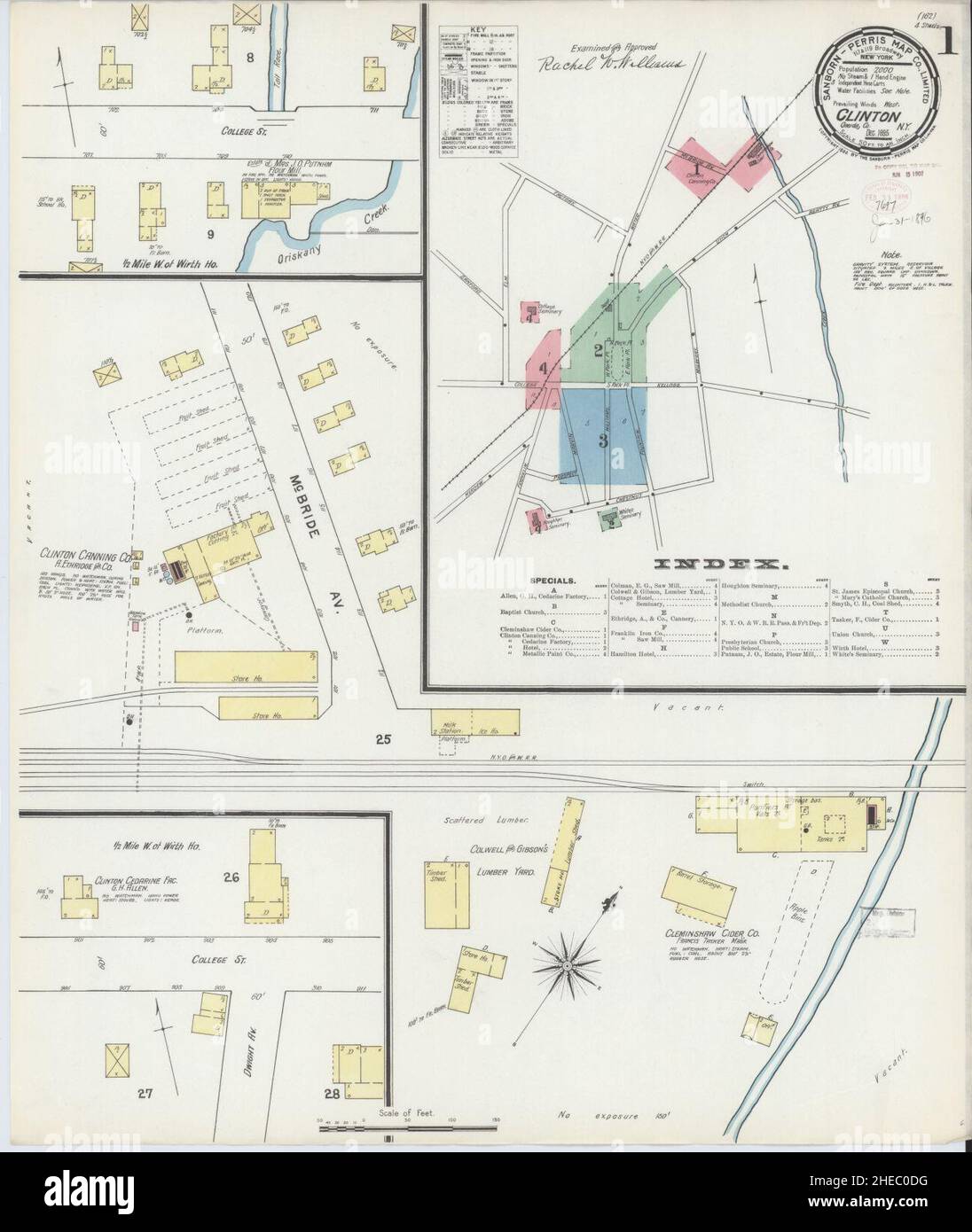 Sanborn Fire Insurance Map from Clinton, Oneida County, New York Stock ...