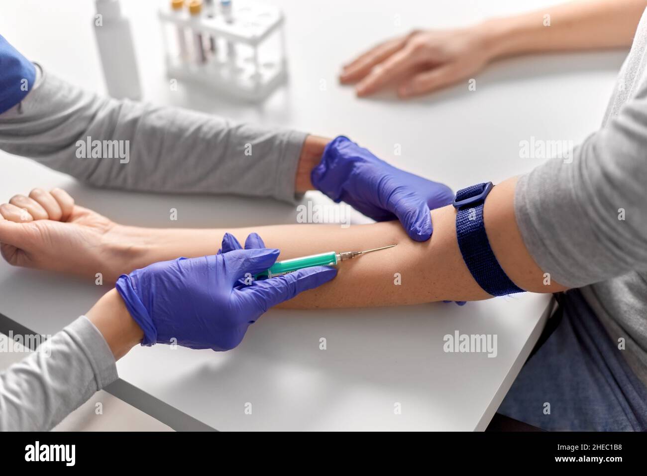 doctor taking blood for test from patient's hand Stock Photo - Alamy