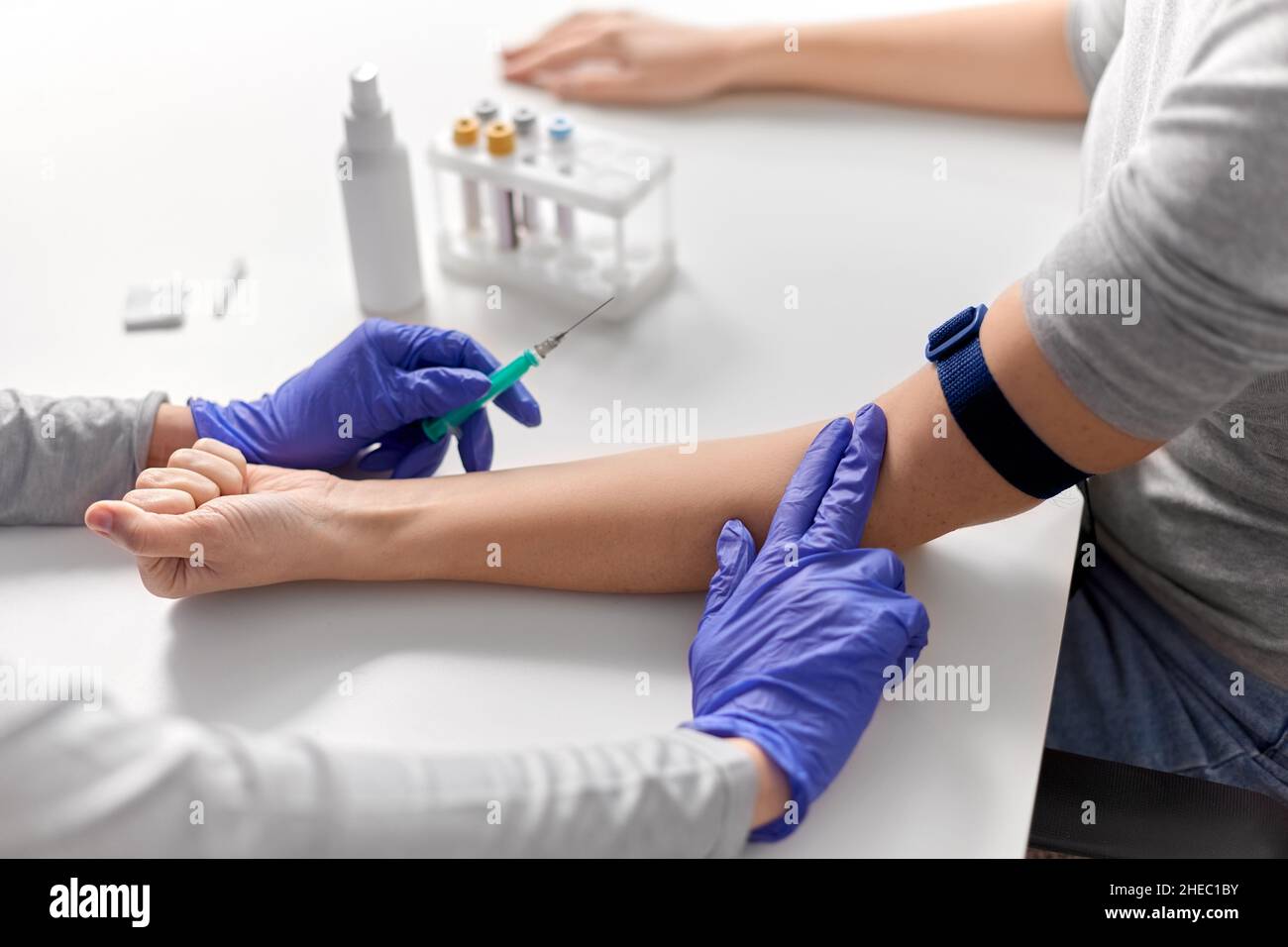 doctor taking blood for test from patient's hand Stock Photo - Alamy
