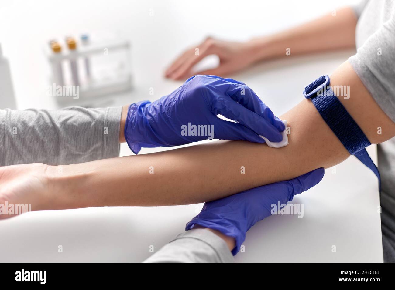 doctor and patient preparing for blood test Stock Photo - Alamy