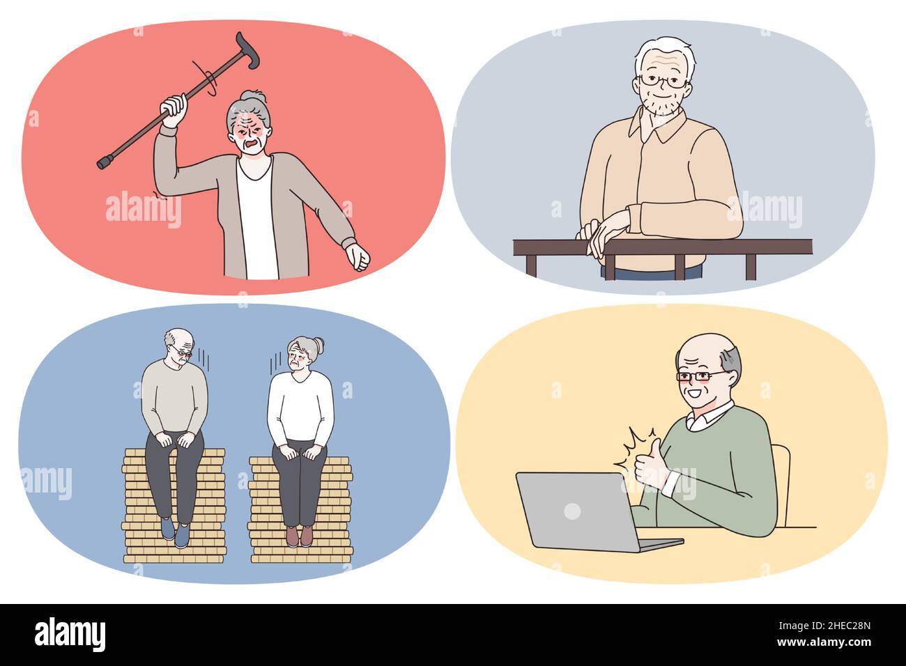 Waving senior woman in Stock Vector Images - Alamy