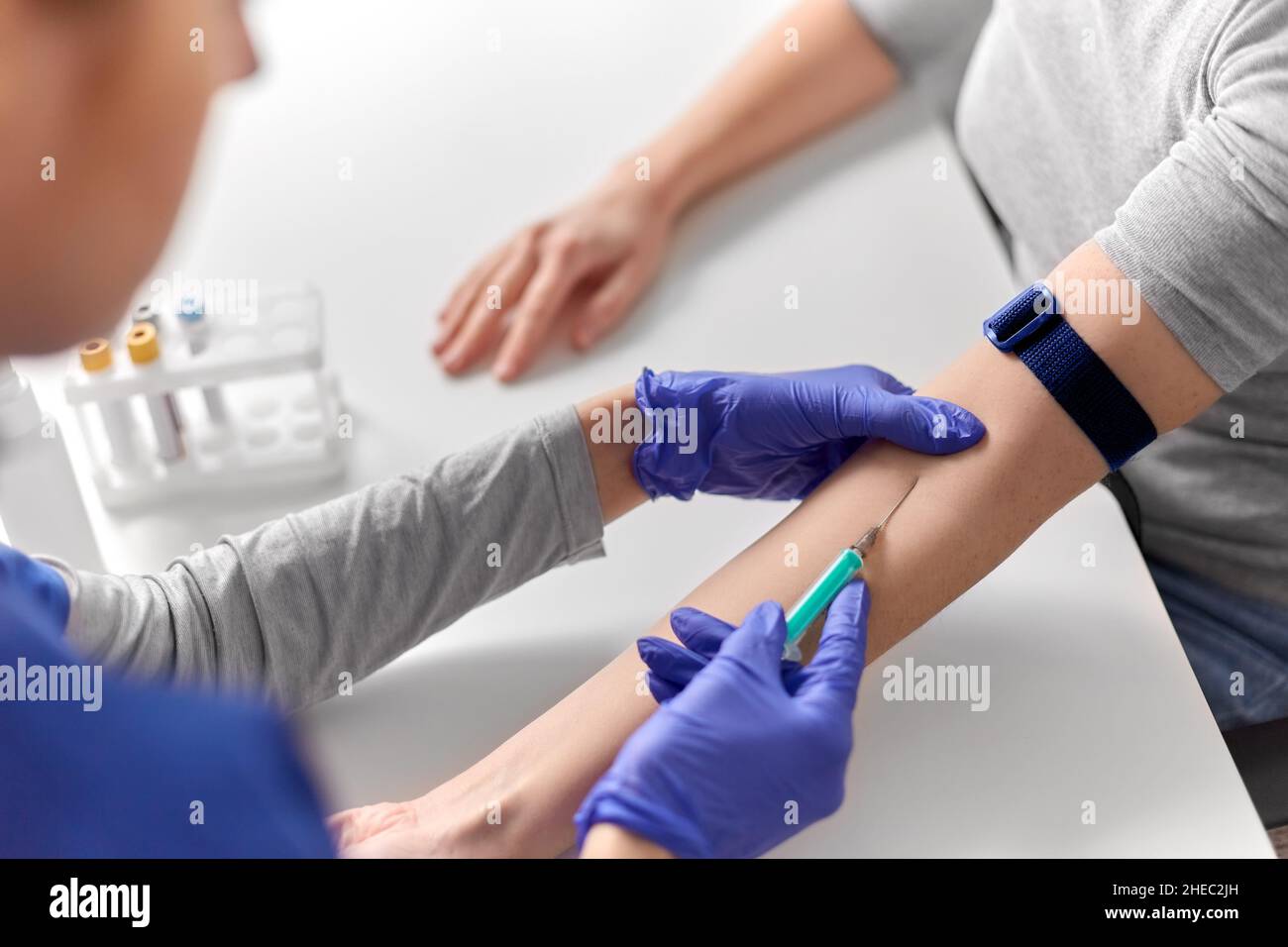doctor taking blood for test from patient's hand Stock Photo - Alamy