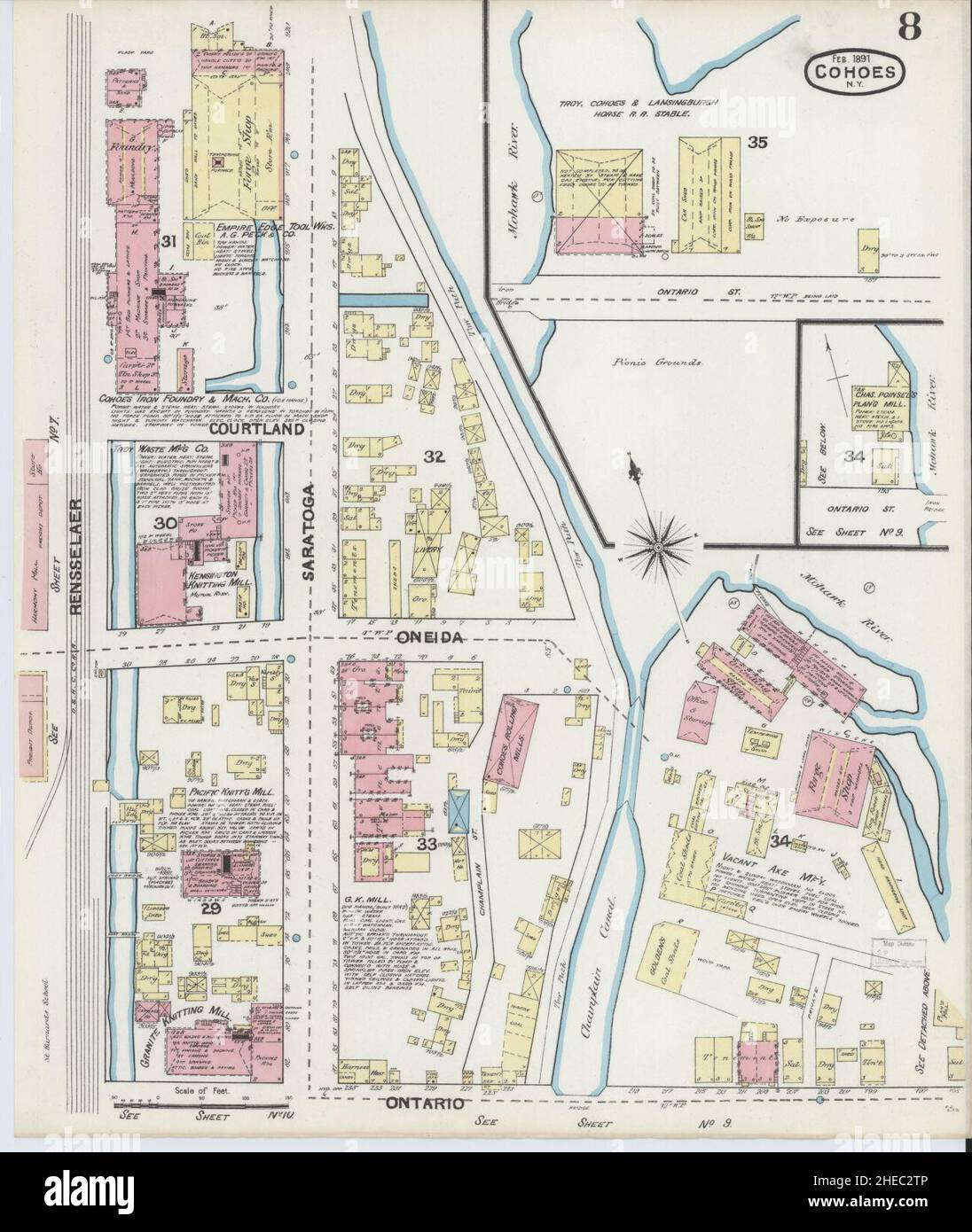 Sanborn Fire Insurance Map from Cohoes, Albany County, New York Stock ...