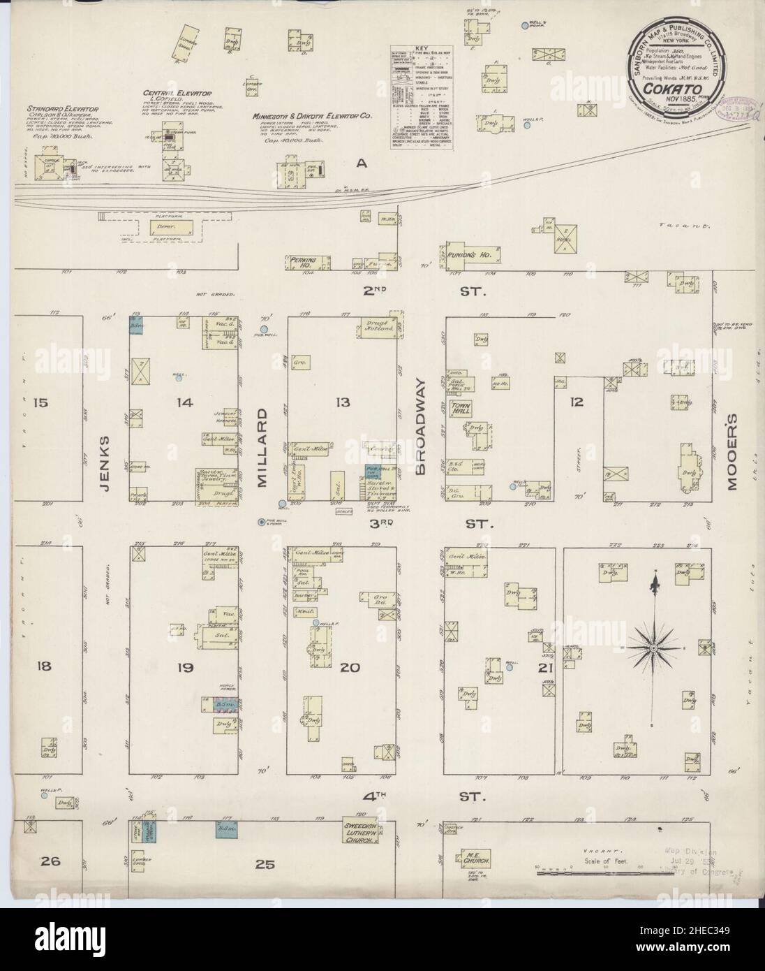 Sanborn Fire Insurance Map from Cokato, Wright County, Minnesota Stock ...