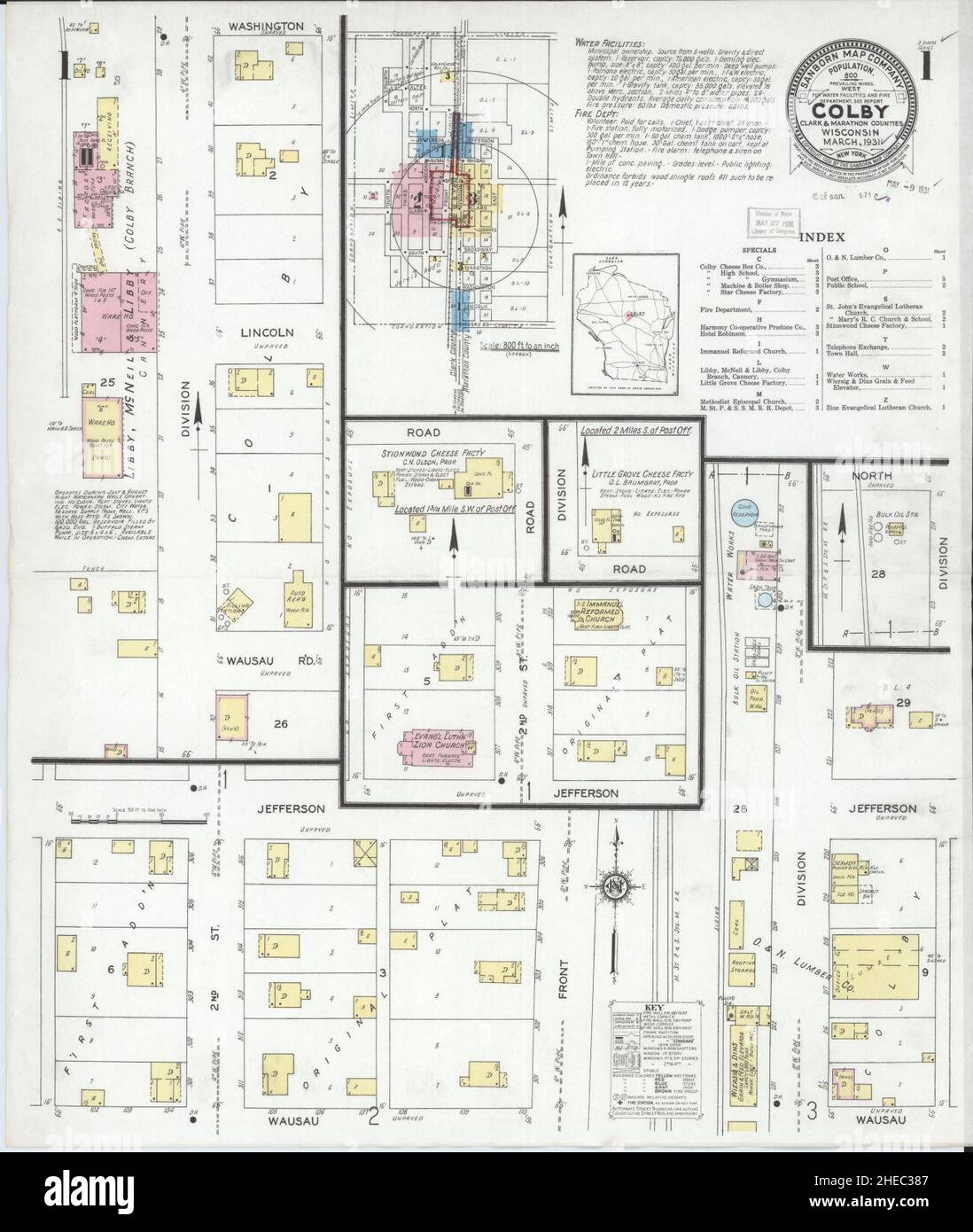 Sanborn Fire Insurance Map from Colby, Clark and Marathon Counties ...
