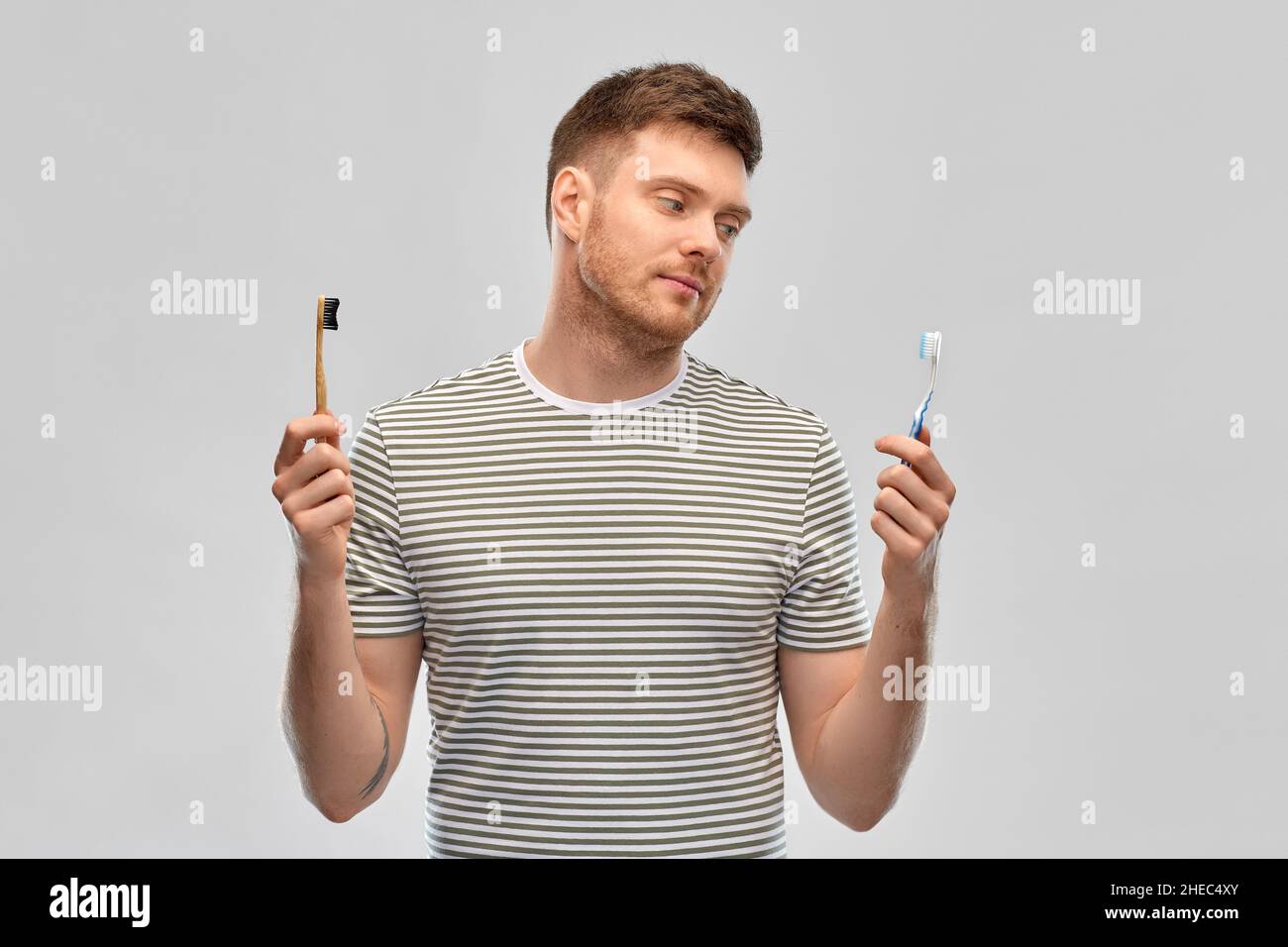 Bamboo toothbrush man hi-res stock photography and images - Alamy