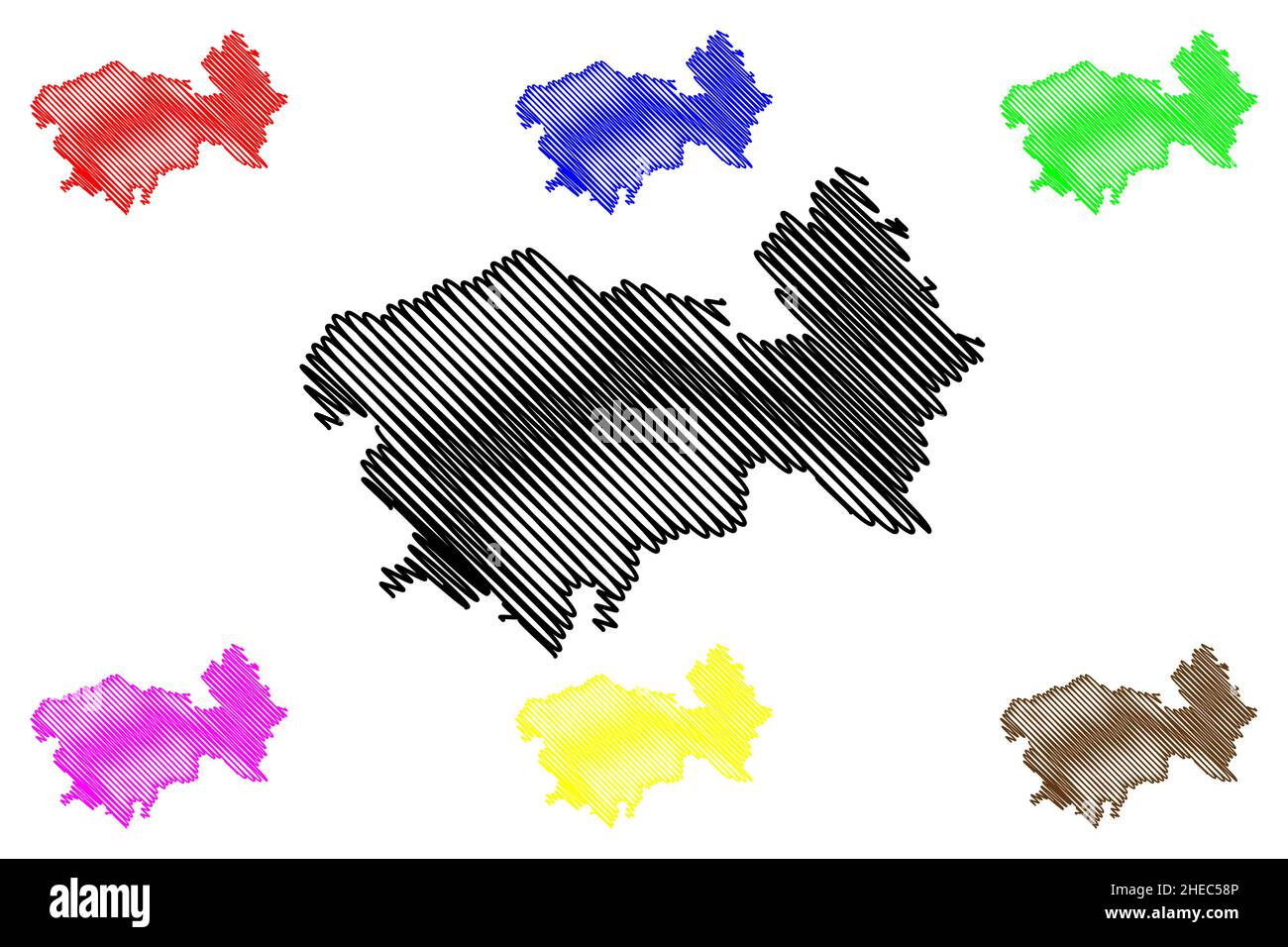 Uttarkashi district (Uttarakhand or Uttaranchal State, Republic of India) map vector ...