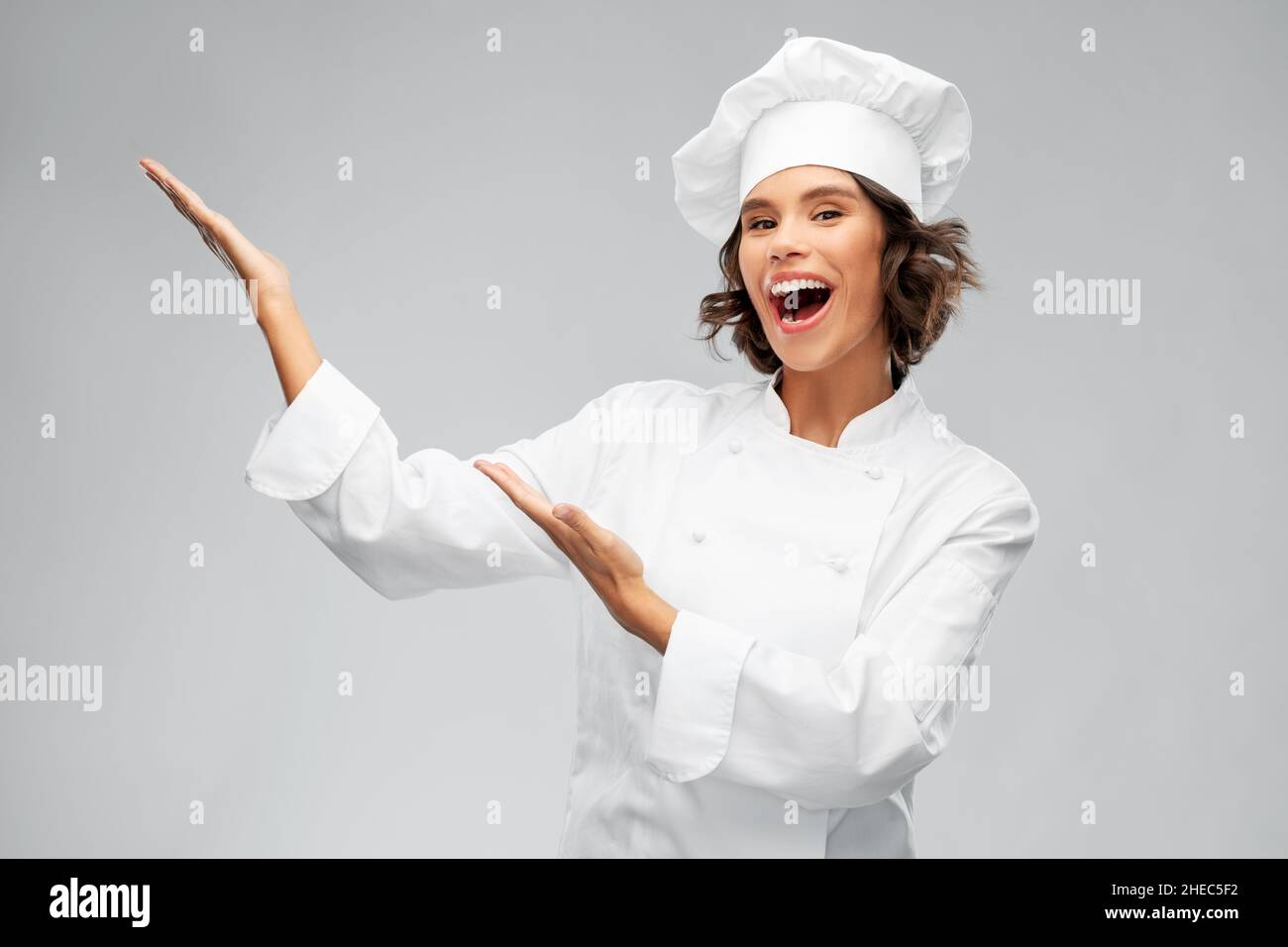 Woman showing displaying copy hi-res stock photography and images - Alamy