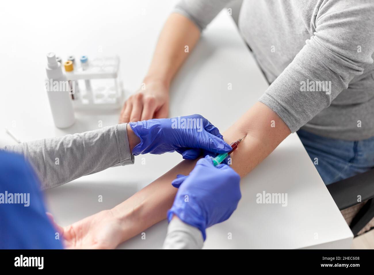 doctor taking blood for test from patient's hand Stock Photo - Alamy