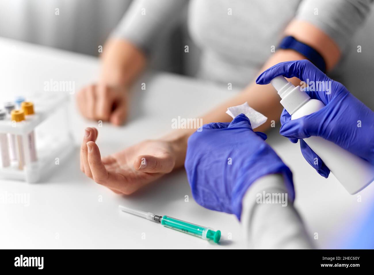 doctor and patient preparing for blood test Stock Photo - Alamy