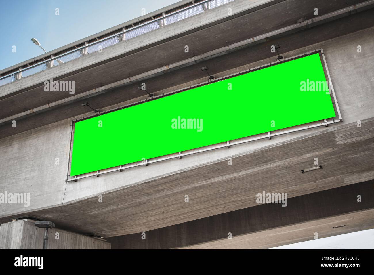 billboard with green chroma key screen on bridge Stock Photo - Alamy