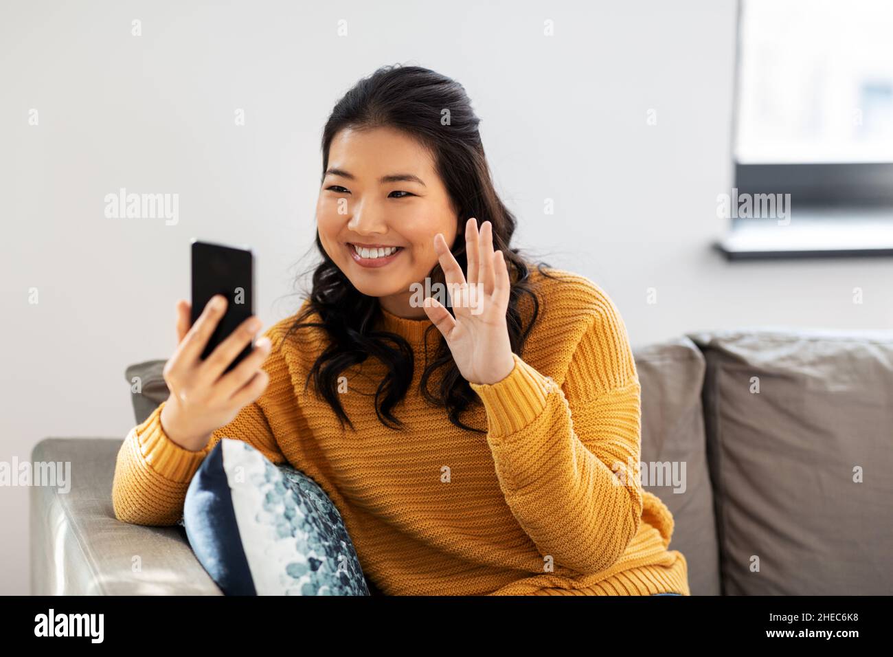 Asian woman video call people hi-res stock photography and images - Alamy