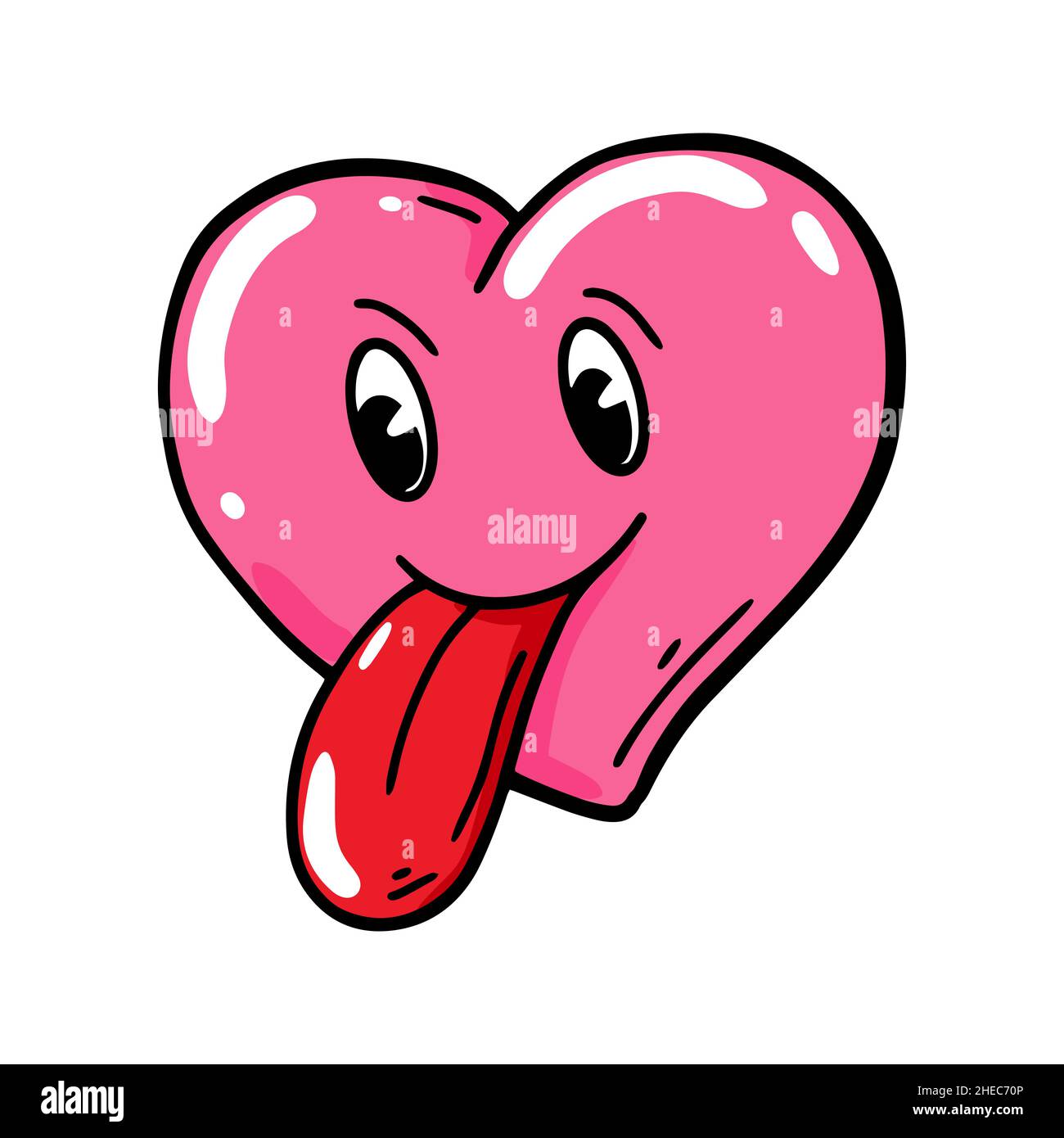 Heart showing a tongue in comic style. Vector illustration. Valentines ...