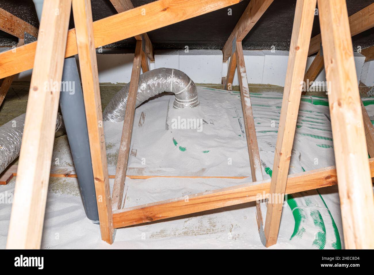 Pipe insulation with expanded perlite in domestic ventilation with ...