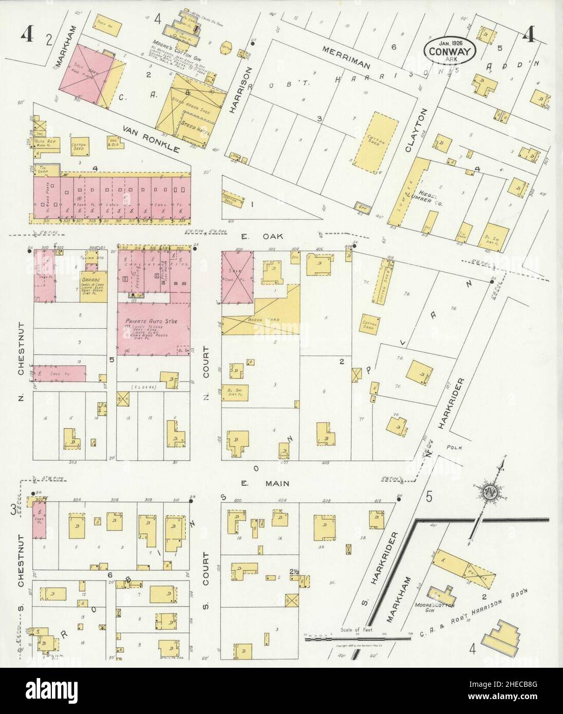 Sanborn Fire Insurance Map from Conway, Faulkner County, Arkansas Stock ...