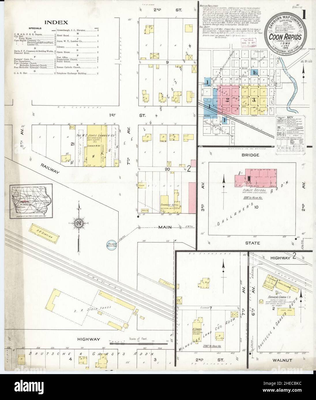 Sanborn Fire Insurance Map from Coon Rapids, Carroll County, Iowa Stock ...